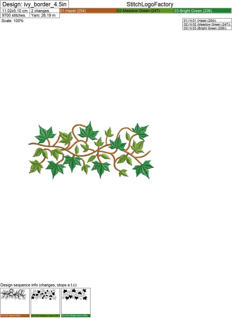 Set of Ivy Border, Ivy Garland, 3 Sizes, Machine Embroidery Designs - Etsy