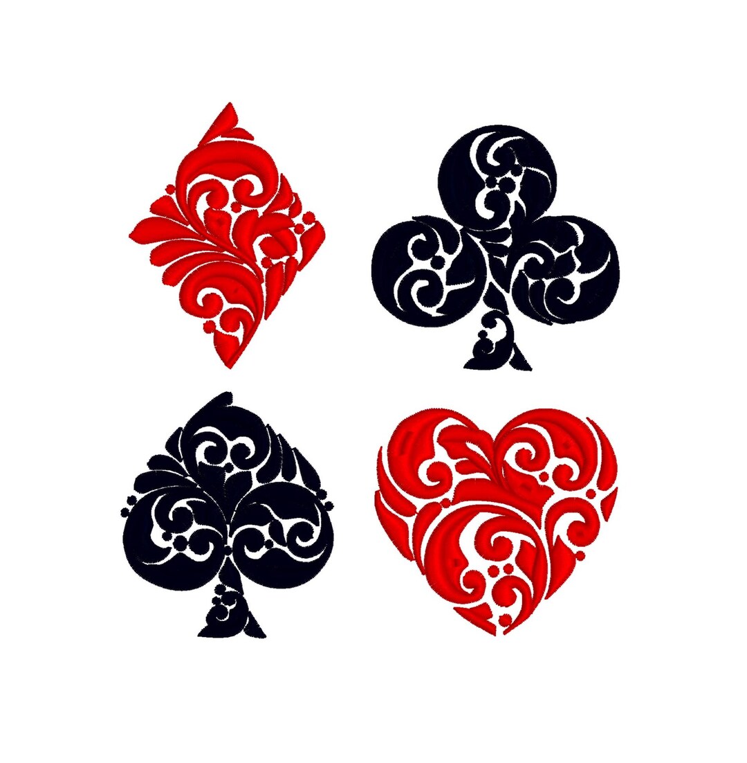 Elegant Playing Cards Suit Ornemental Heart, Club, Spade, Diamond ...
