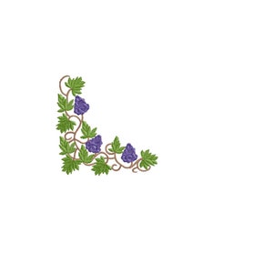 Grape Corner and Grape Border, 4 Sizes Machine Embroidery Designs ...