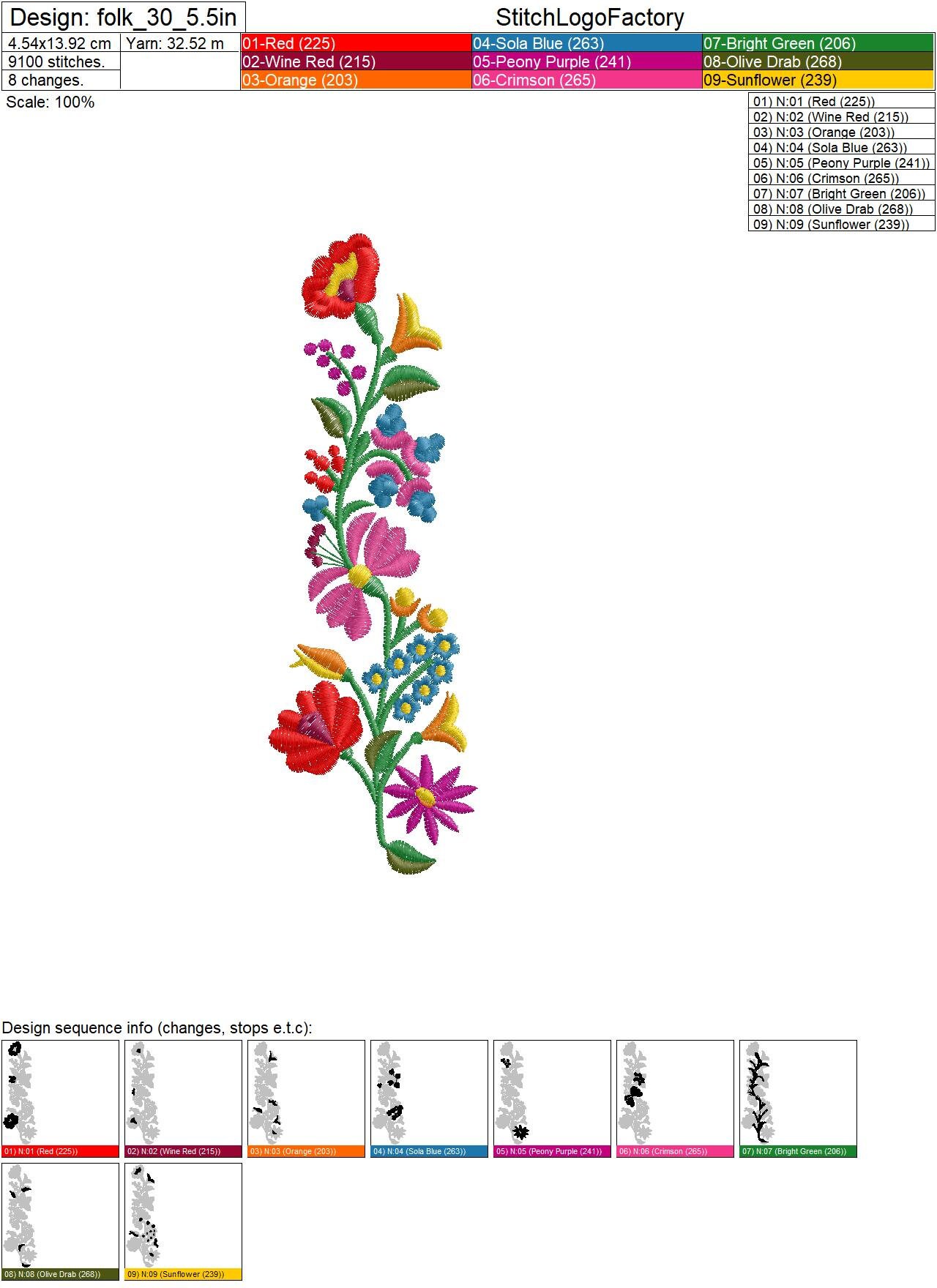 Vintage Folk Flowers Border, 4 Sizes, Machine Embroidery Designs - Etsy