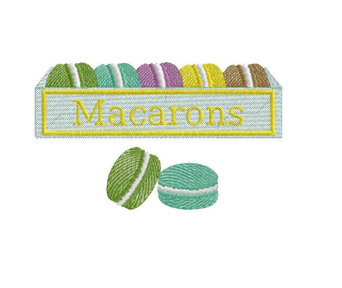 French Pastry Macaron Box 2 Sizes Machine Embroidery Pattern - Etsy