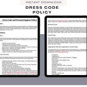 Dress Code Policy ǀ Small Business HR Forms ǀ Employee Contract ǀ Human ...