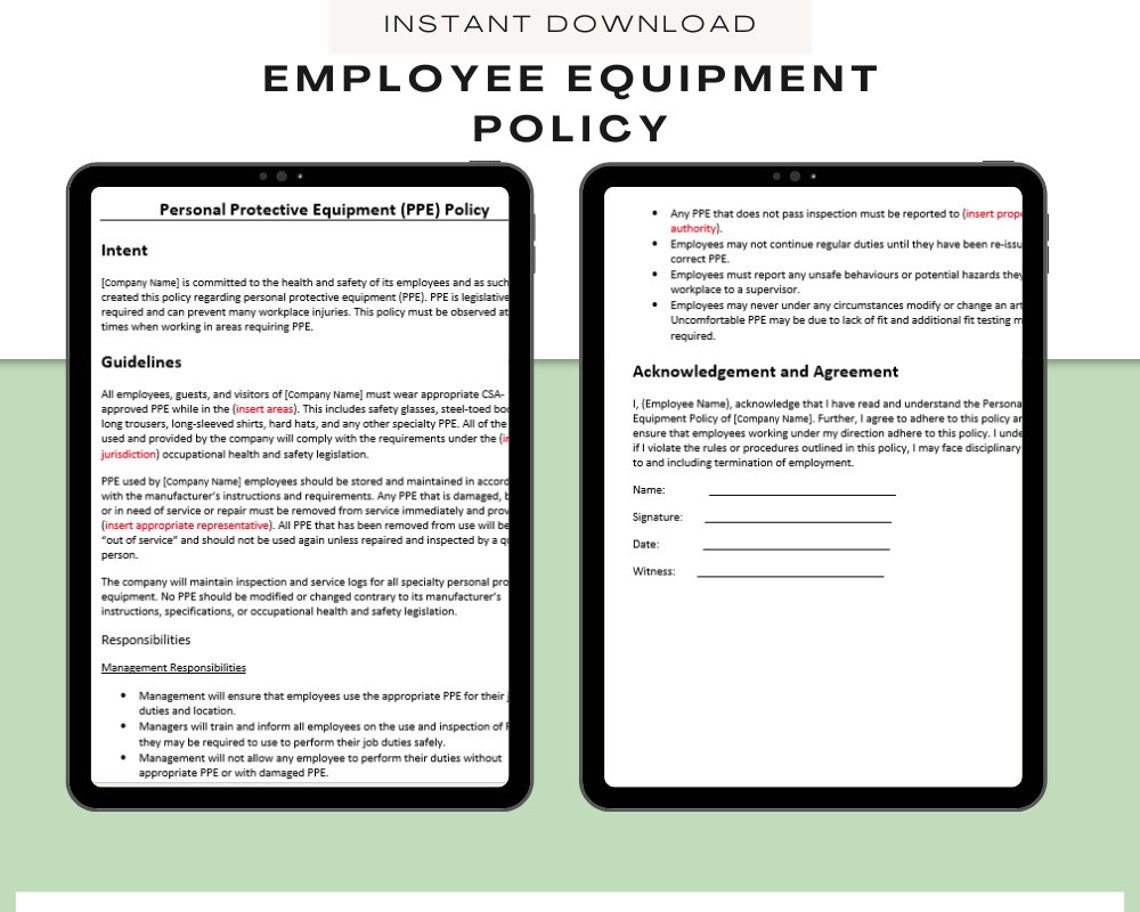 Protective Equipment Employee Policy ǀ New Hire Paperwork ǀ Human ...