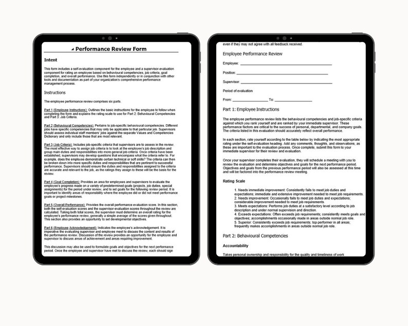 Employee Performance Review Templates: HR Forms Bundle (editable Word ...