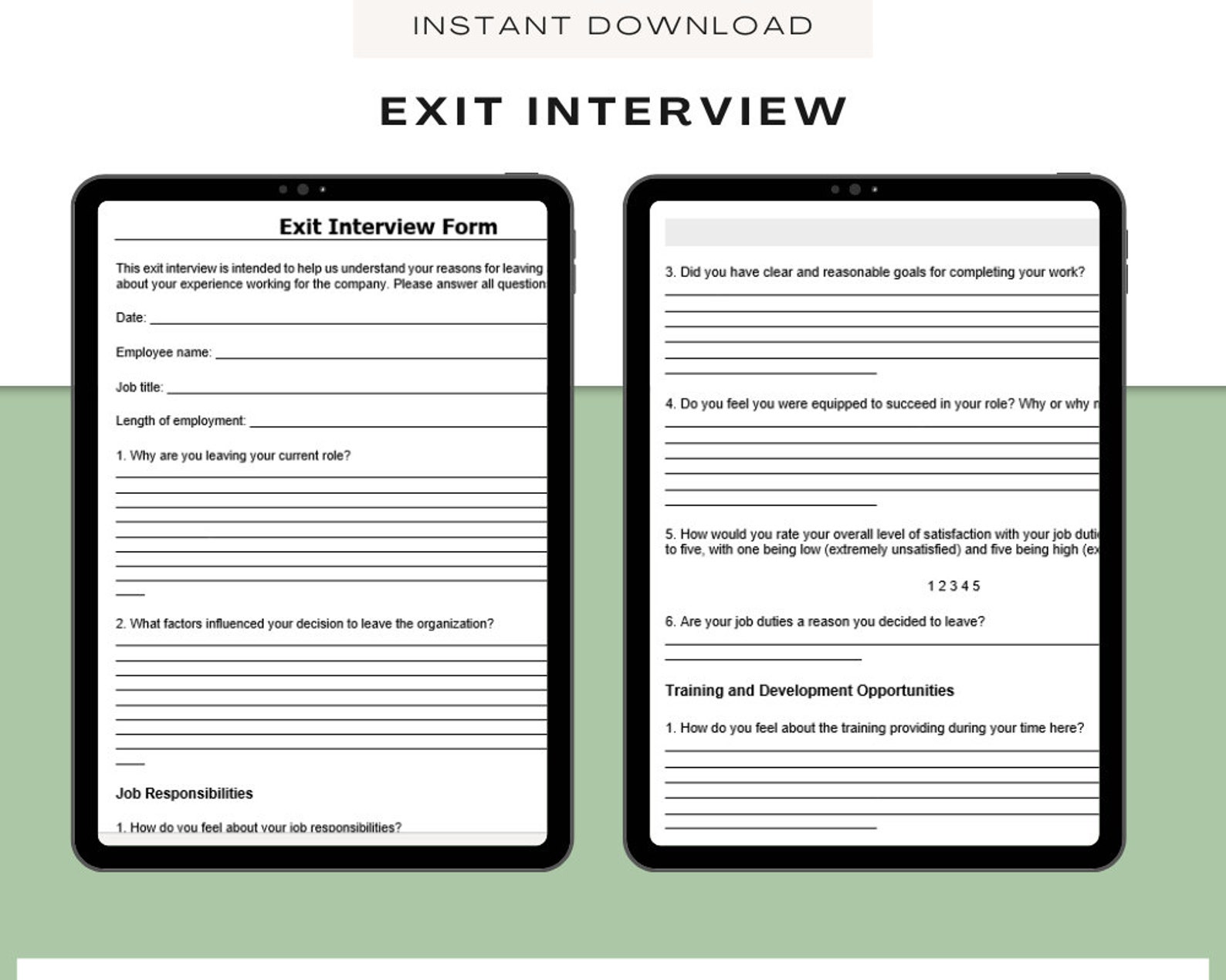 Exit Interview for Employee | Human Resources | Editable in MS Word ...