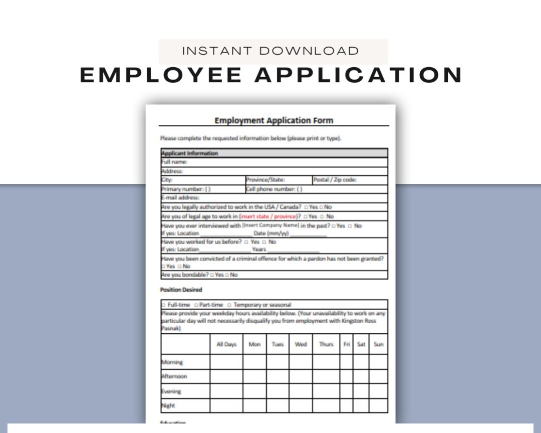Employee Application Interview Template Human Resources Template ...