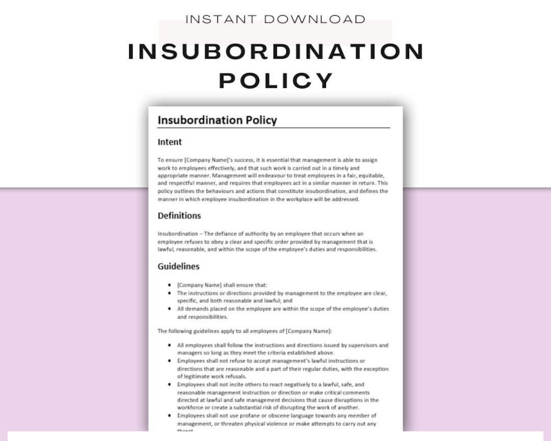 Insubordination Policy ǀ New Hire Paperwork ǀ Human Resources Forms ǀ ...