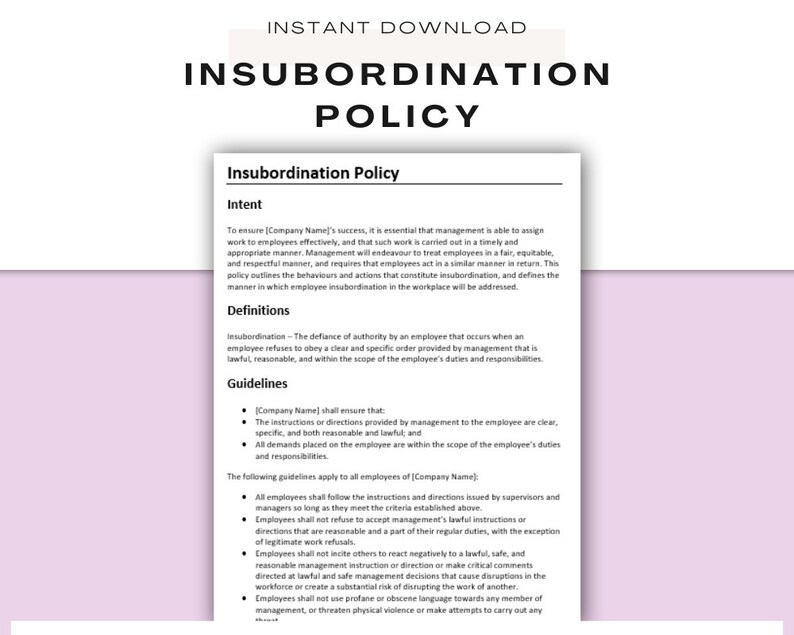 Insubordination Policy ǀ New Hire Paperwork ǀ Human Resources Forms ǀ ...