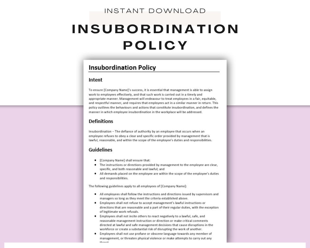 Insubordination Policy ǀ New Hire Paperwork ǀ Human Resources Forms ǀ ...