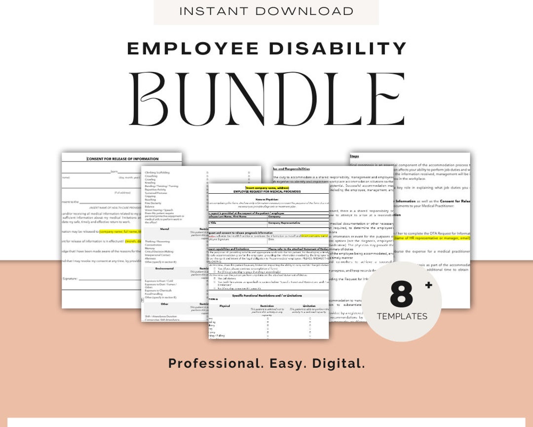 Employee Disability Bundle: HR Accommodation Forms (digital Download ...