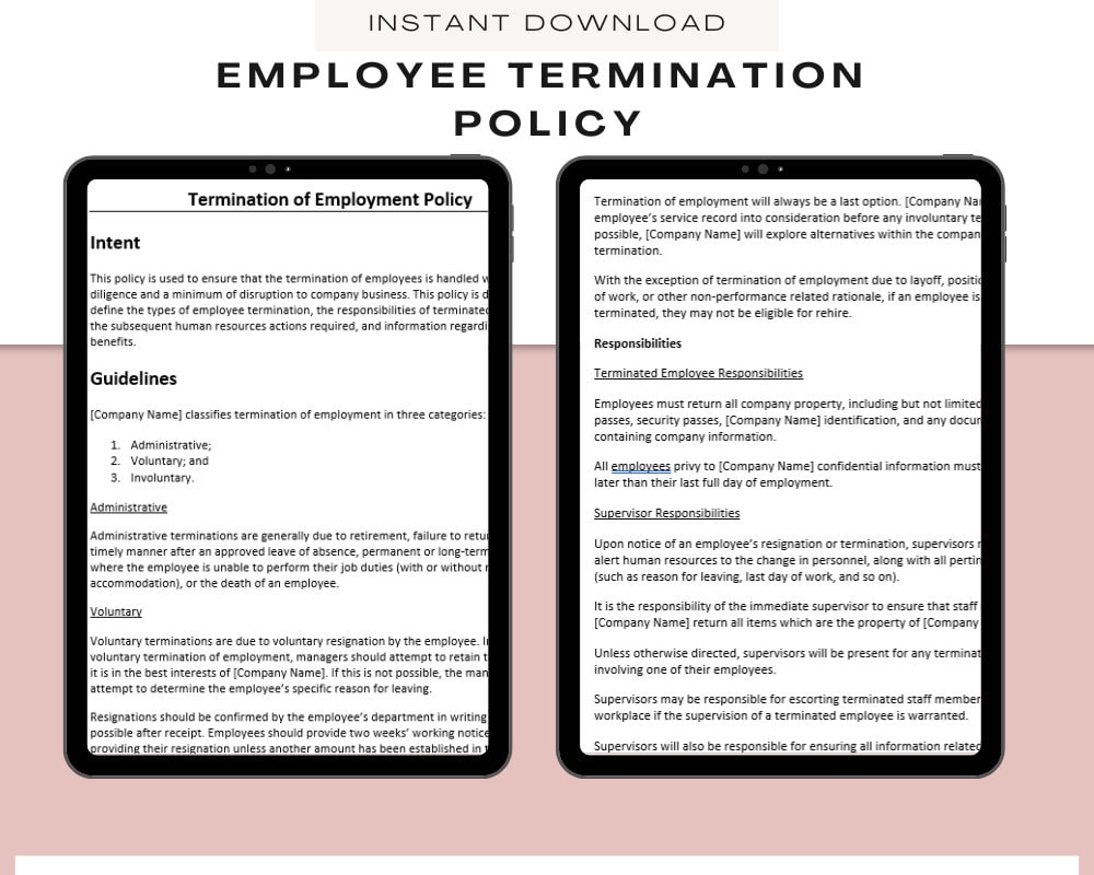 Employee Termination Policy ǀ Employee Release ǀ Editable HR Template ǀ ...