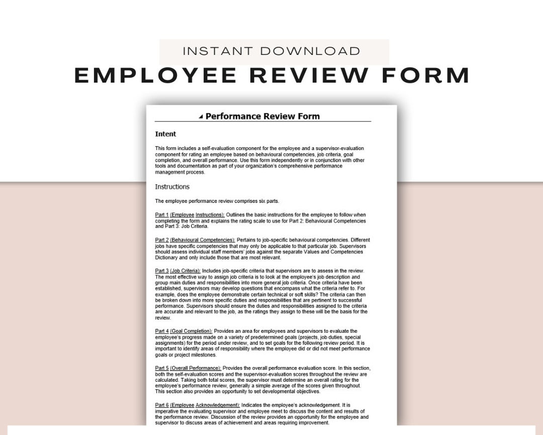 Employee Review Template | Human Resources | Editable in MS Word, PDF, and Canva | Human ...
