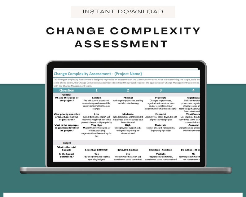 Change Management Complexity Assessment ǀ Project Management ǀ HR Forms ...
