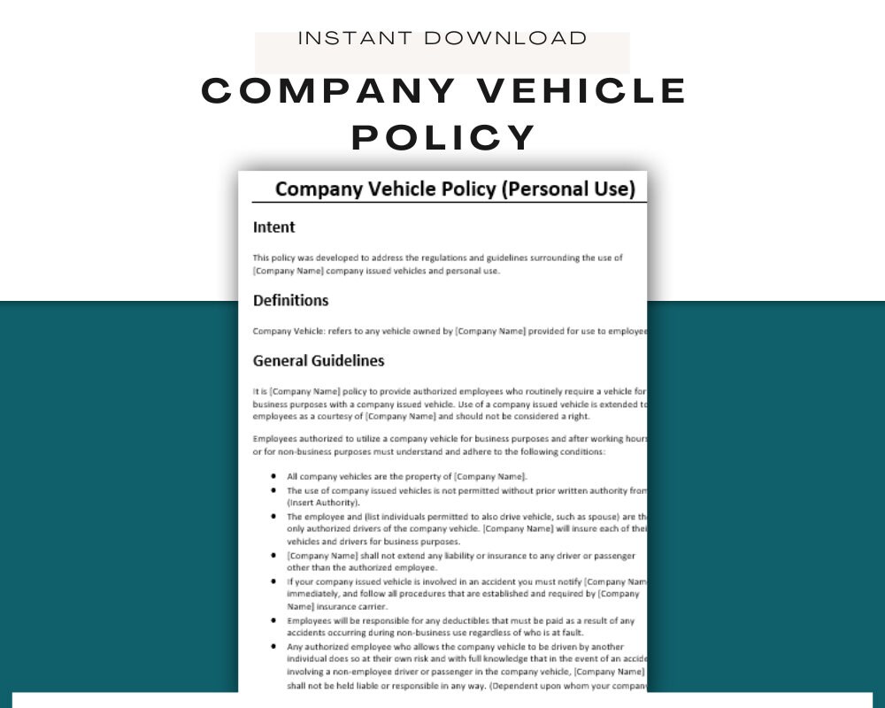 Employee Vehicle Policy ǀ New Hire Paperwork ǀ Human Resources Forms ǀ ...