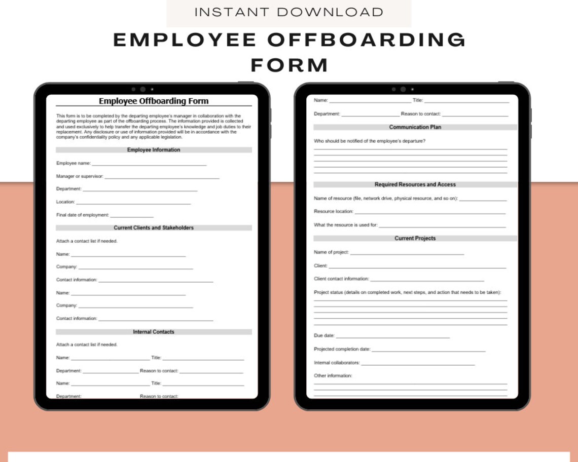 Employee Offboarding Form | Human Resources | Editable in MS Word, PDF, and Canva | Exit ...