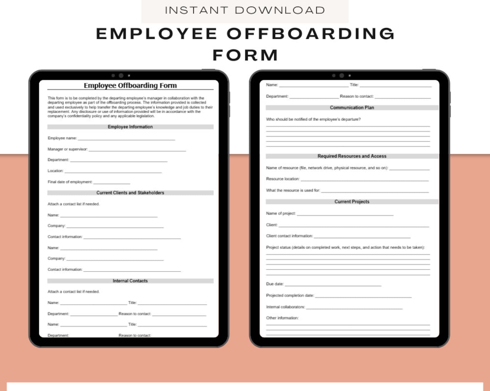 Employee Offboarding Form | Human Resources | Editable in MS Word, PDF ...