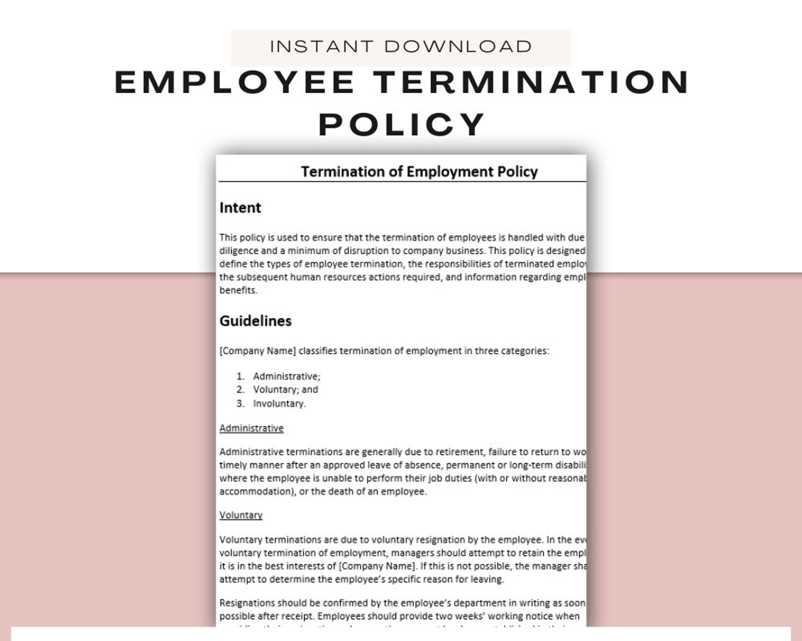 Employee Termination Policy ǀ Employee Release ǀ Editable HR Template ǀ ...