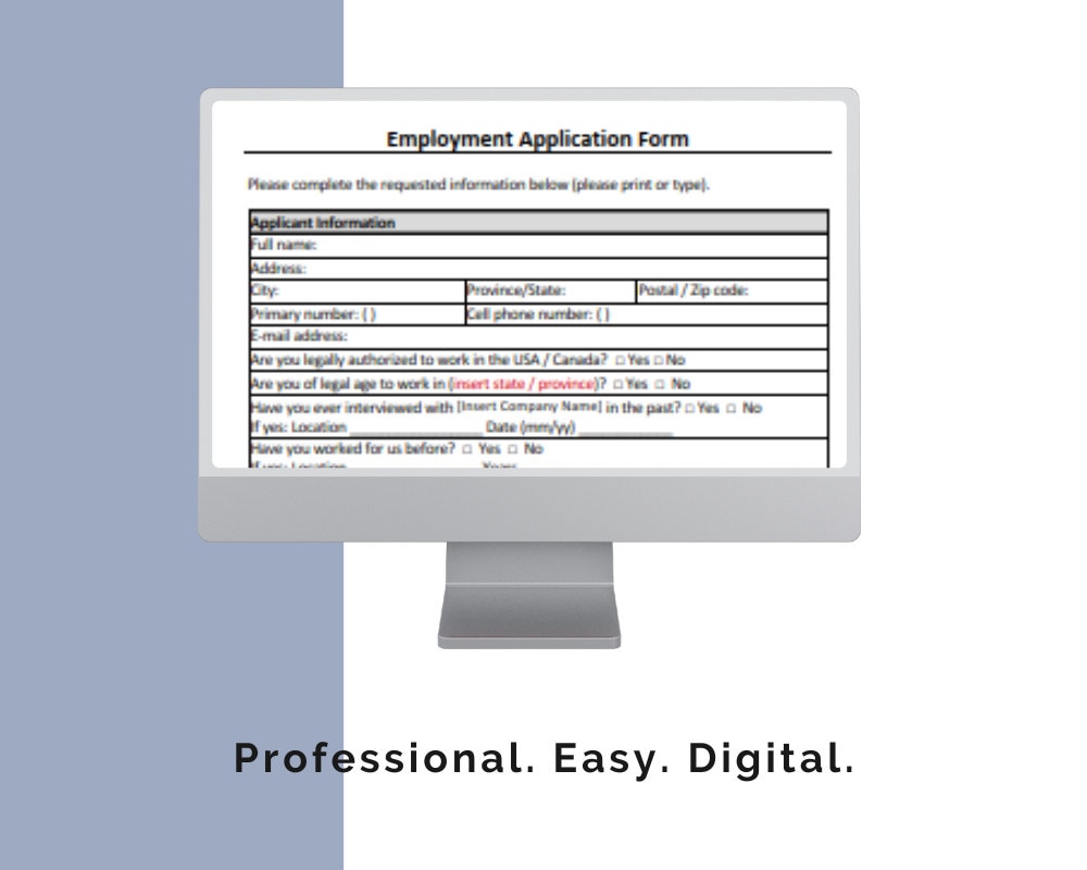 Employee Application | Interview Template | Human Resources Template ...
