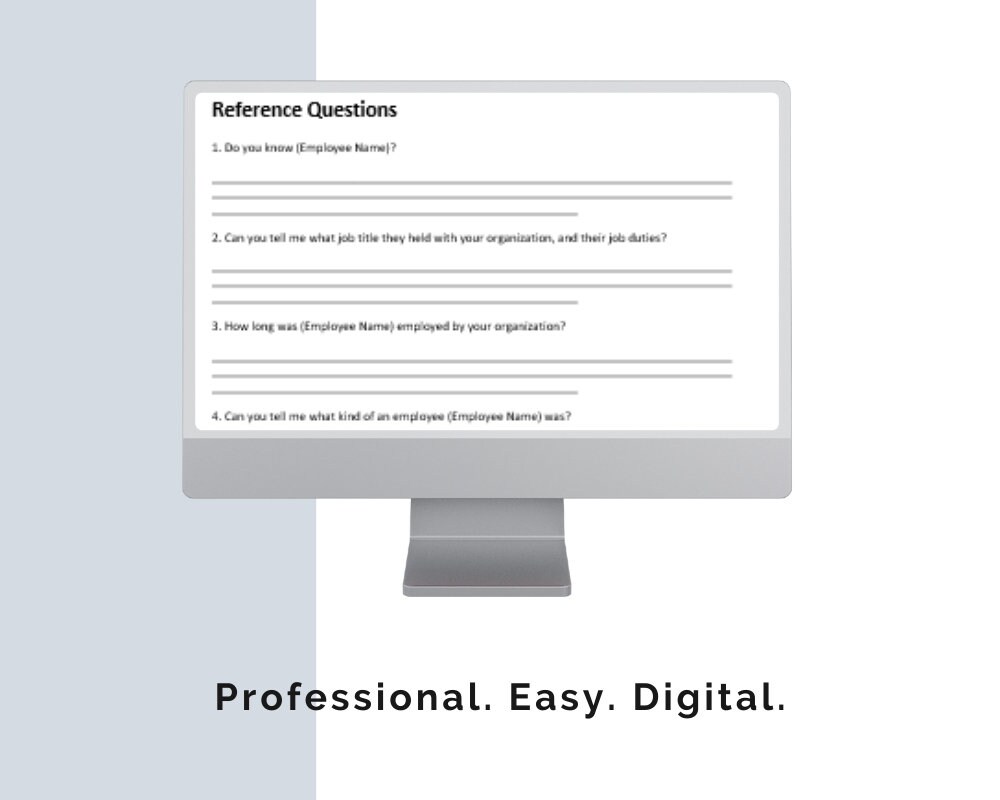 Reference Questions | Human Resources | Editable in MS Word, PDF, and ...
