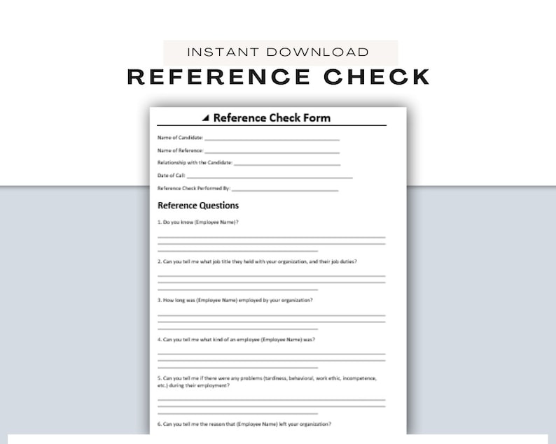 Reference Questions | Human Resources | Editable in MS Word, PDF, and ...