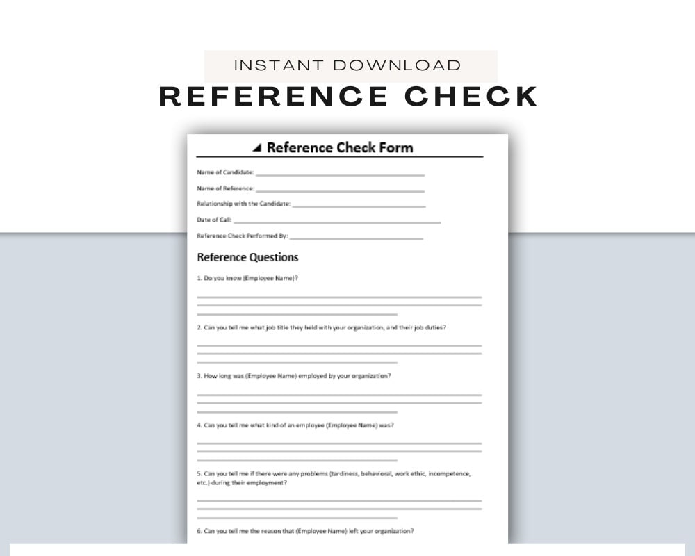 Reference Questions | Human Resources | Editable in MS Word, PDF, and ...