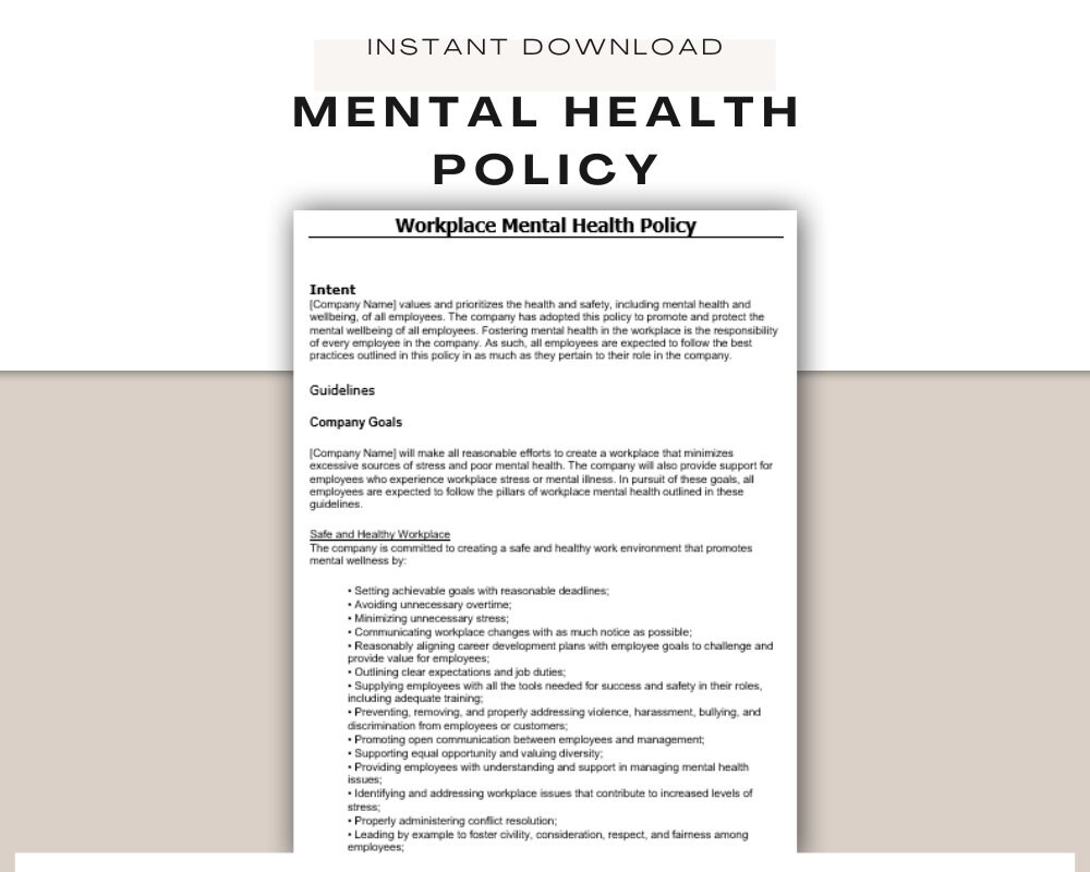 Employee Mental Health Policy ǀ HR ǀ New Hire Paperwork ǀ Human ...