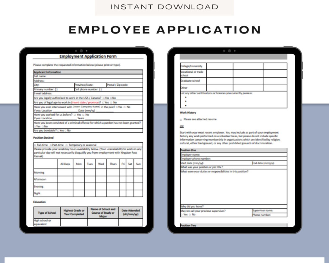 Employee Application | Interview Template | Human Resources Template ...