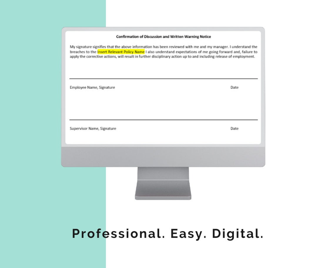 Written Warning Template Human Resources Template Editable in MS Word ...