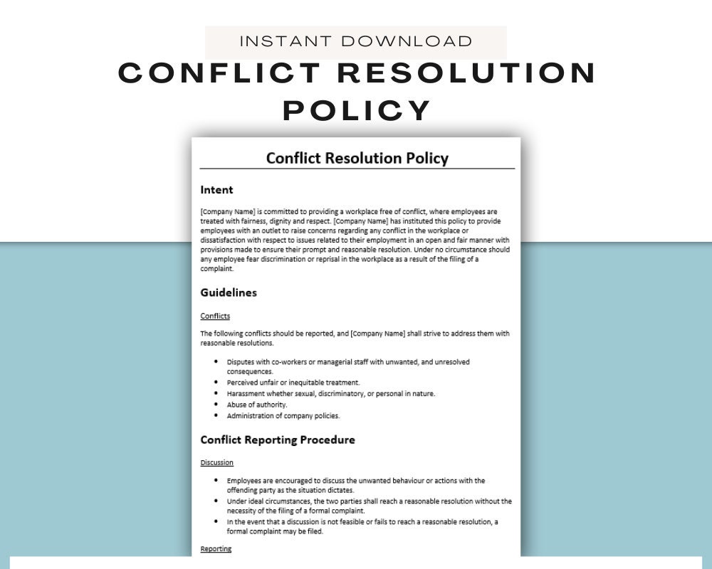 Employee Conflict Resolution Policy ǀ HR Policy ǀ New Hire Paperwork ǀ ...