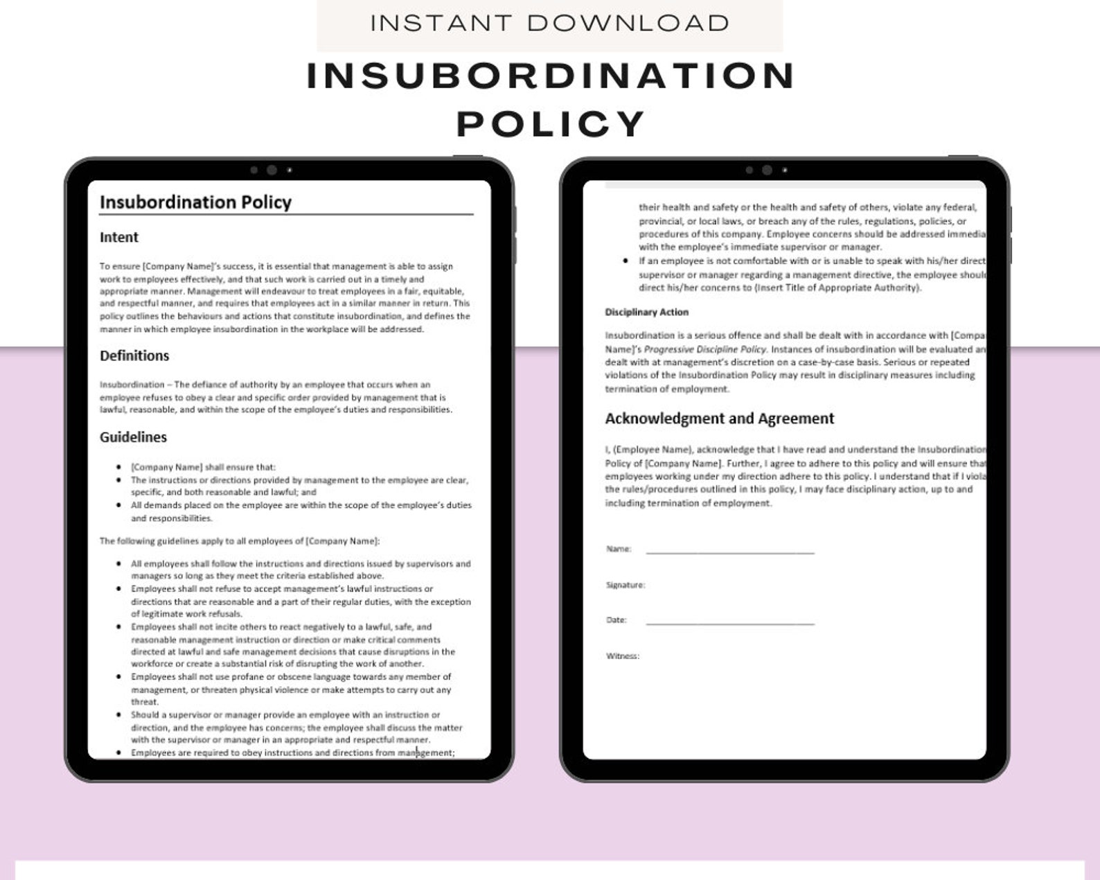 Insubordination Policy ǀ New Hire Paperwork ǀ Human Resources Forms ǀ ...