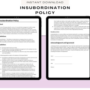 Insubordination Policy Template | HR Employee Forms (word & PDF) - Etsy