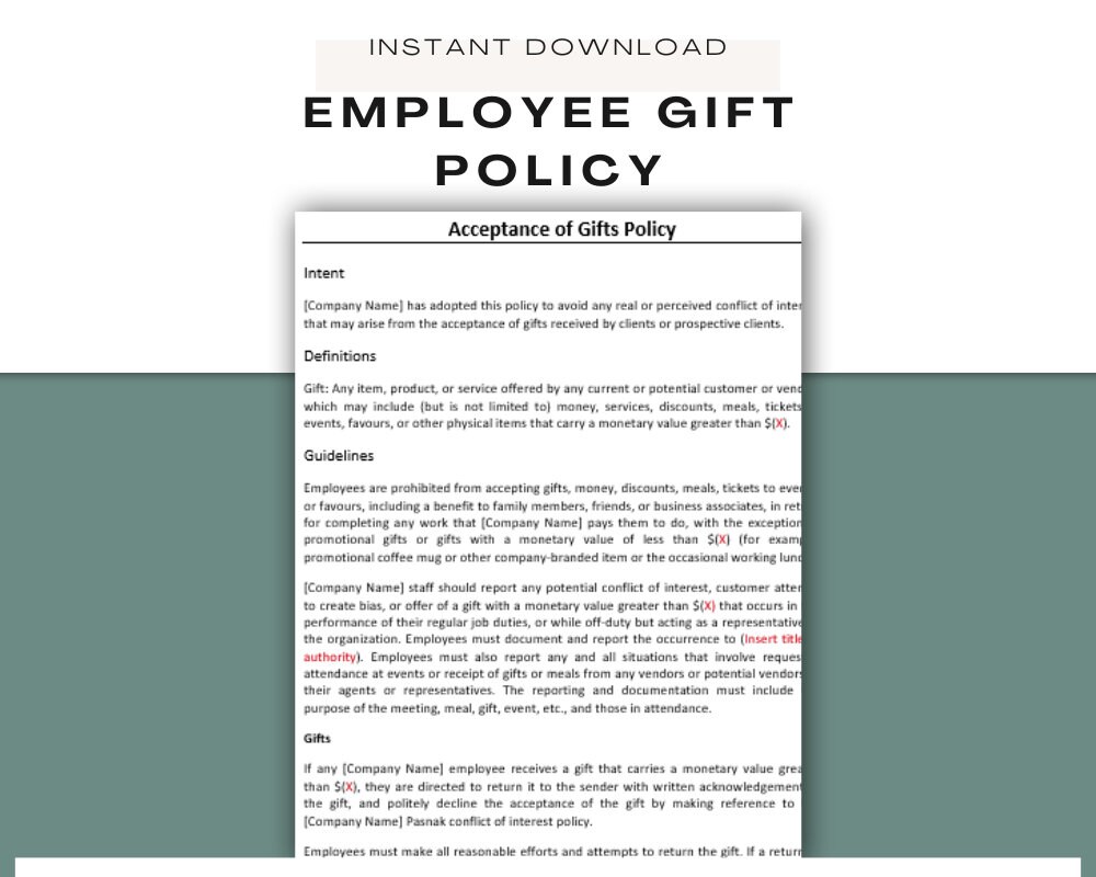 Employee Gift Policy ǀ Acceptance of Gifts Policy ǀ New Hire Paperwork ...