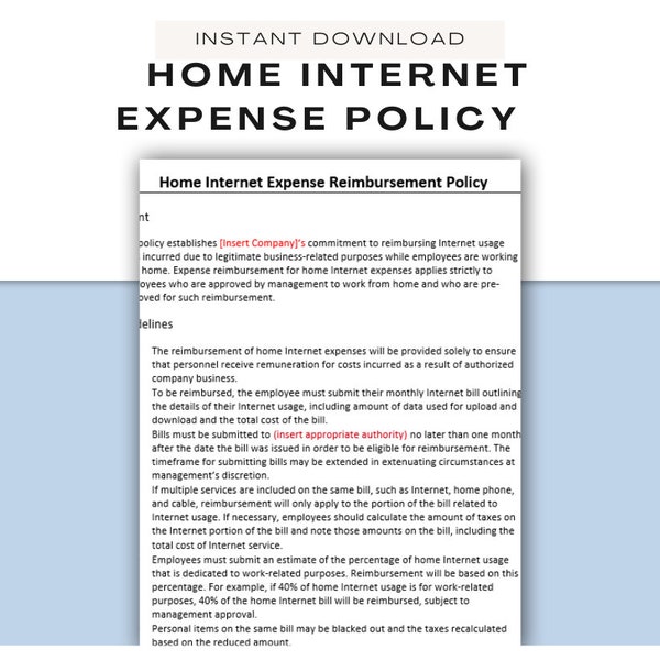 Employee Expense Policy Template - Etsy