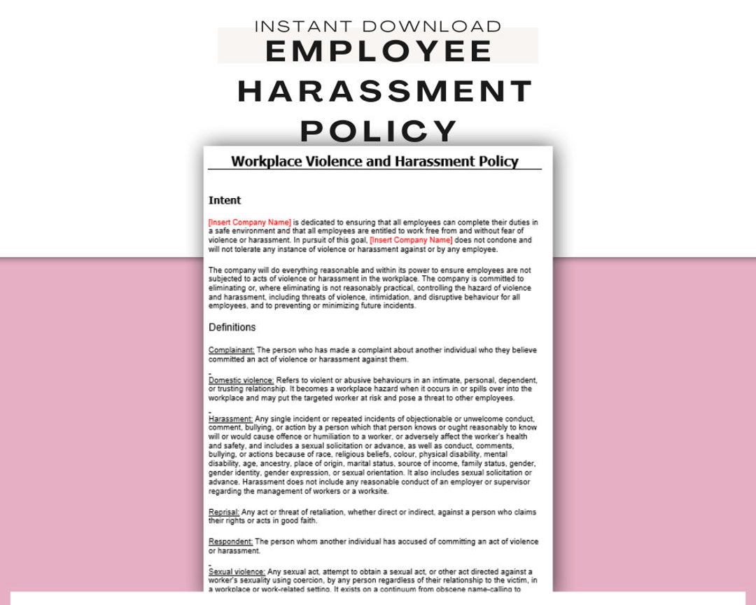 Workplace Violence and Harassment Policy ǀ Employee Contract ǀ Human ...