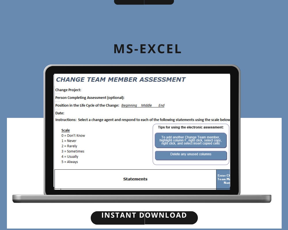 Change Management Assessment for Team ǀ Project Management ǀ HR Forms ǀ ...