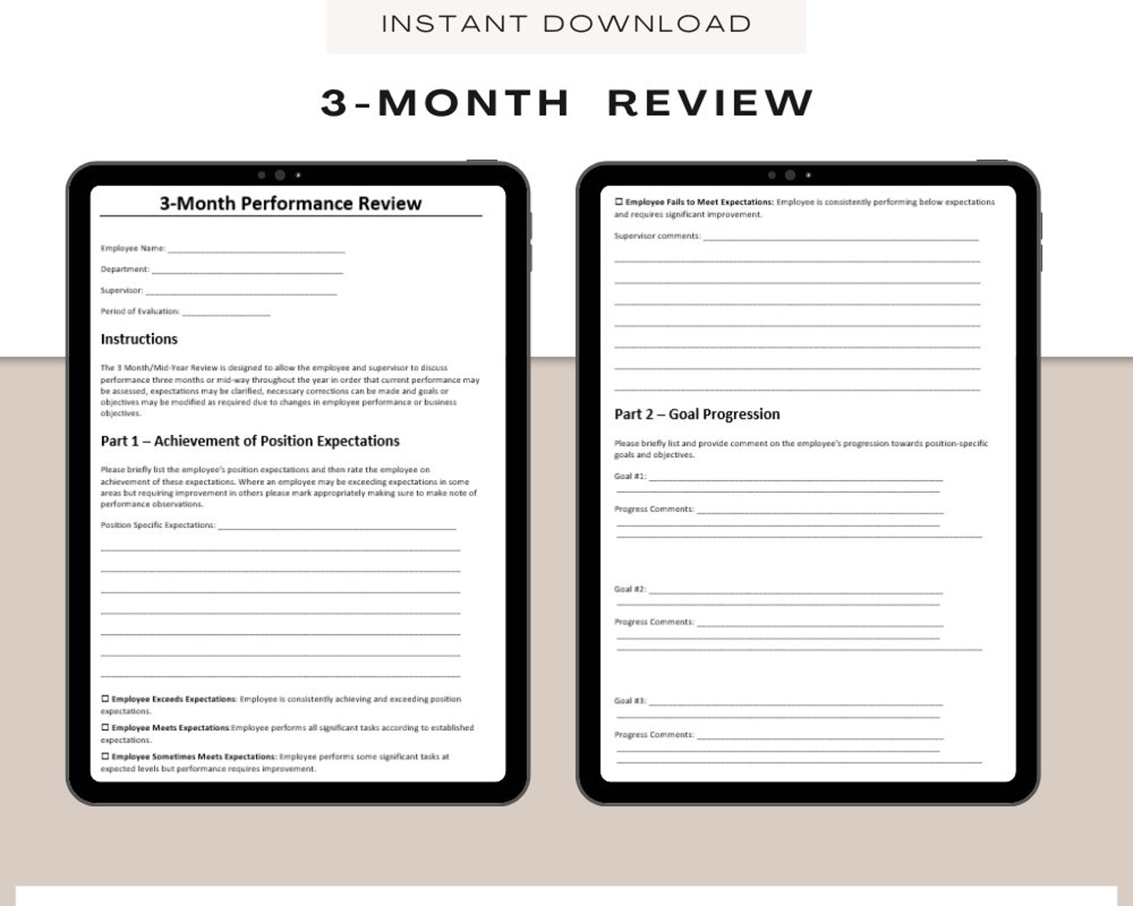 Employee Review Template | Probationary Review | Human Resources ...