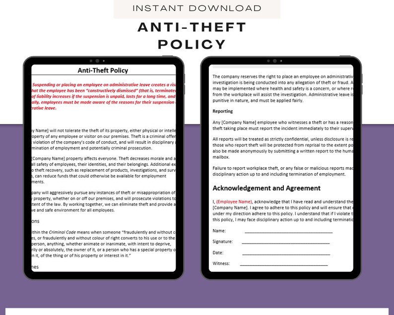 Employee Anti-theft Policy ǀ HR Policy ǀ New Hire Paperwork ǀ Human ...