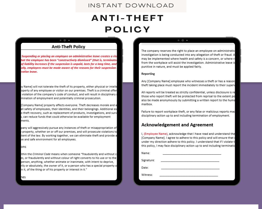 Employee Anti-theft Policy ǀ HR Policy ǀ New Hire Paperwork ǀ Human ...