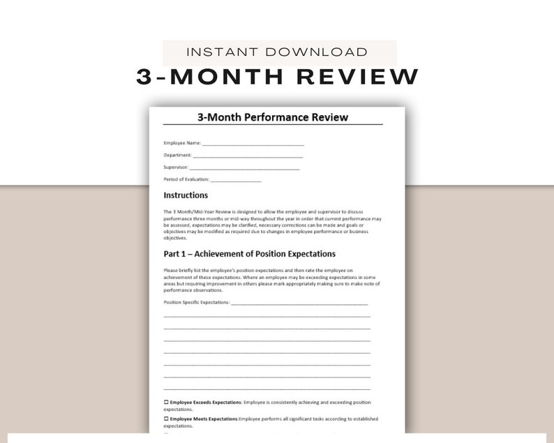 Employee Review Template | Probationary Review | Human Resources ...