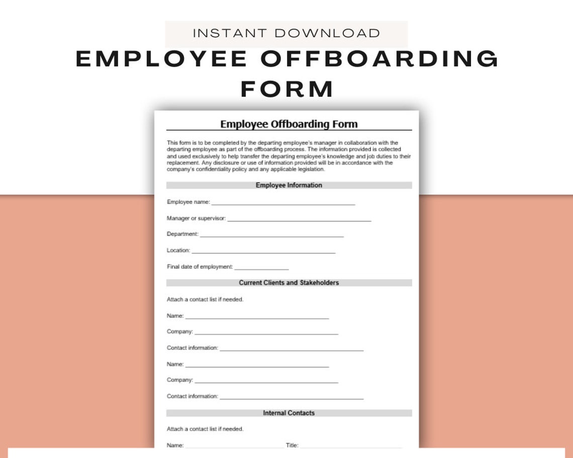Employee Offboarding Form | HR Exit Checklist (editable, Printable) - Etsy