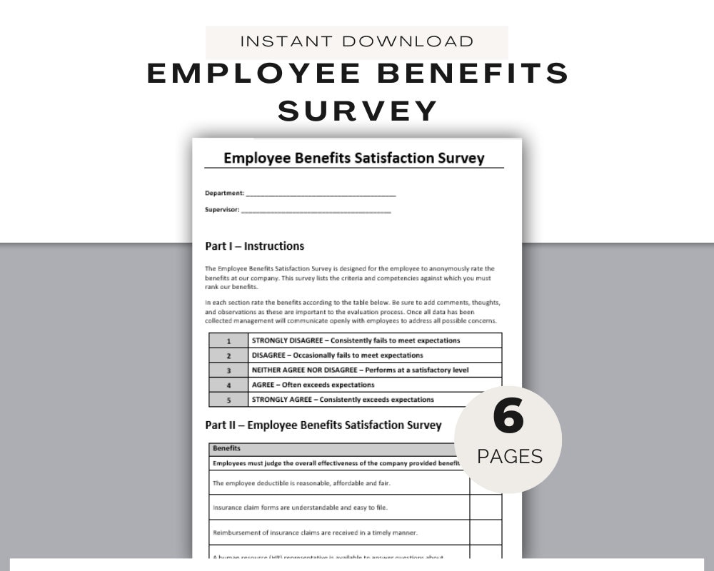 Employee Benefit Survey | New Employee Onboarding | HR Forms | Human ...
