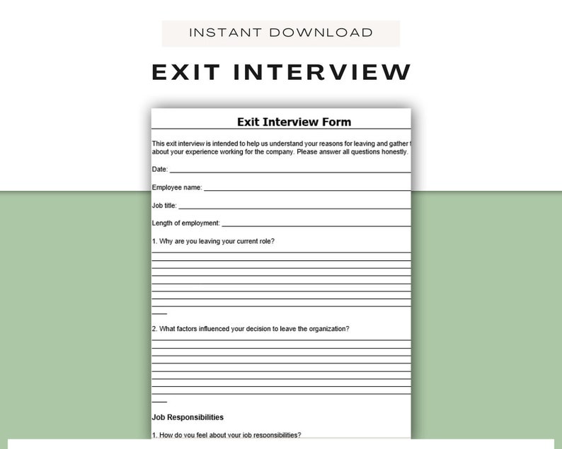 Exit Interview for Employee | Human Resources | Editable in MS Word ...