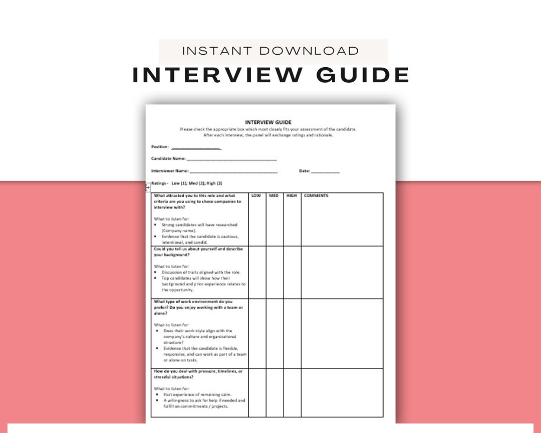 Interview Guide | Human Resources | Editable in MS Word, PDF, and Canva ...