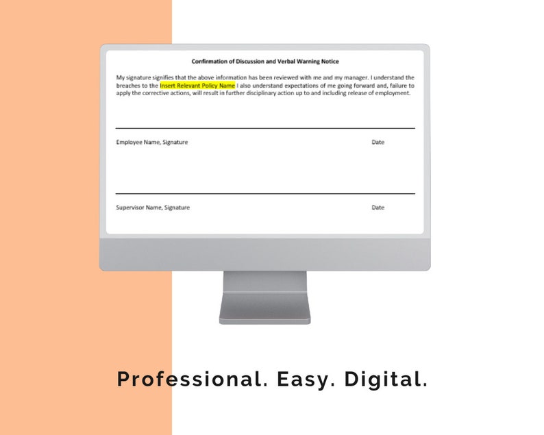 Verbal Warning Template | Human Resources Template | Editable in MS ...