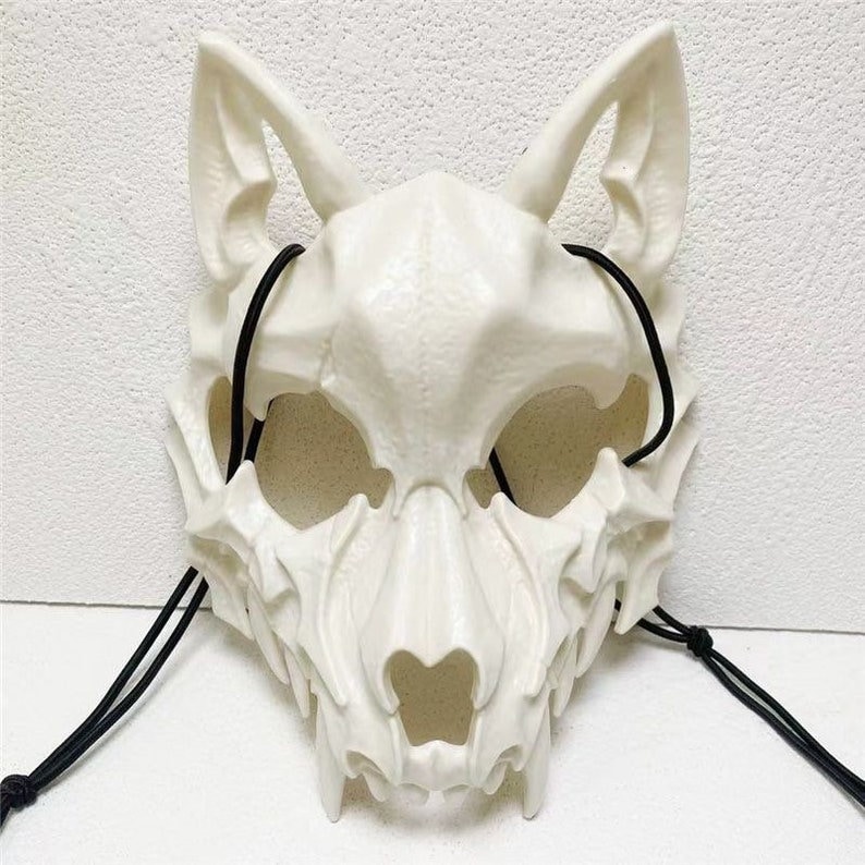 Máscara de calavera Therian Wolf negro/blanco/máscara de - Etsy México