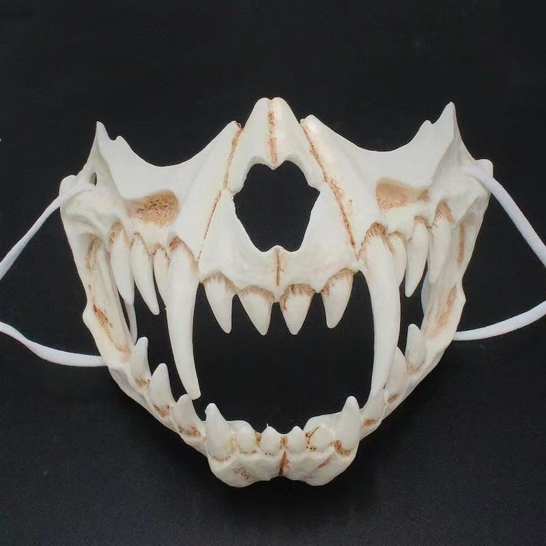 Therian Wolf Skull Mask Black/white/pink Resin Mask for - Etsy