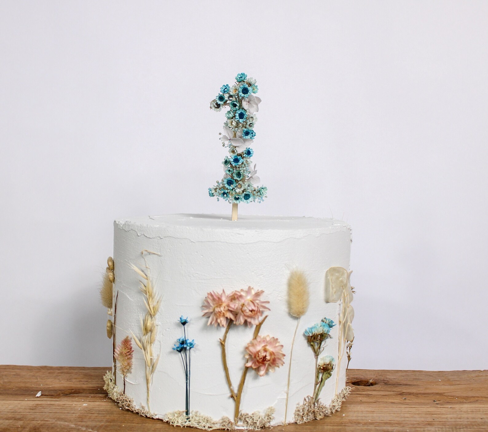 Personalized Dried Flowers Number Cake Topper Hanami Birthday ...