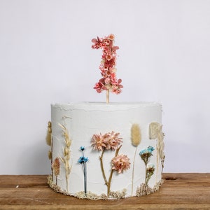 Personalized Dried Flowers Number Cake Topper Hanami Birthday ...