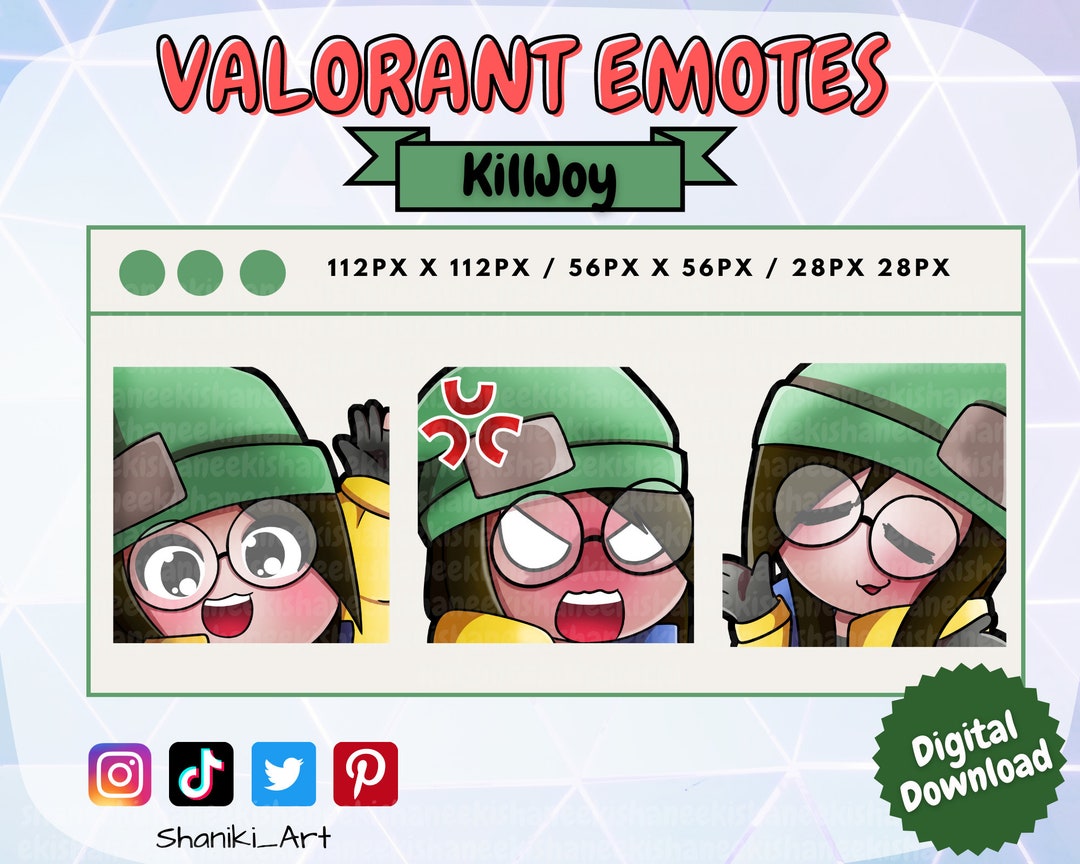 Valorant Killjoy Cute Kawaii Chibi Funny Emotes Set for Twitch, Discord ...