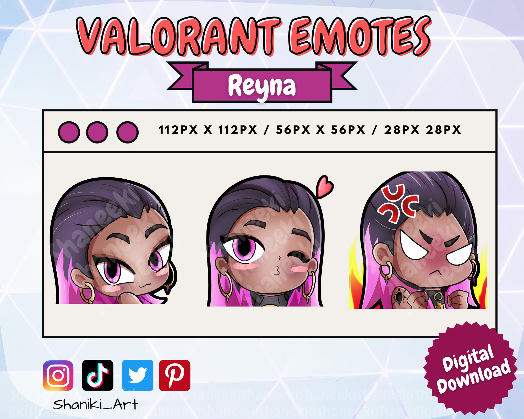Cute Kawaii Chibi Funny Valorant Reyna Emotes Set for Twitch - Etsy Ireland